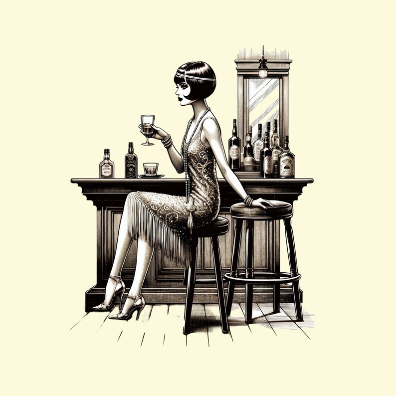 Flapper Girls 1920's, Vintage Women Clipart, Girl Dancing Sitting at A ...