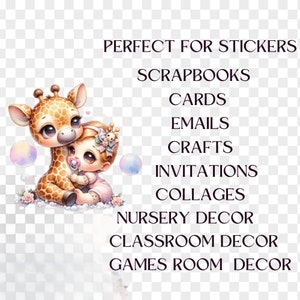 Cute Giraffe Clipart Bundle, Baby Giraffe PNG, Giraffe & Bubbles ...