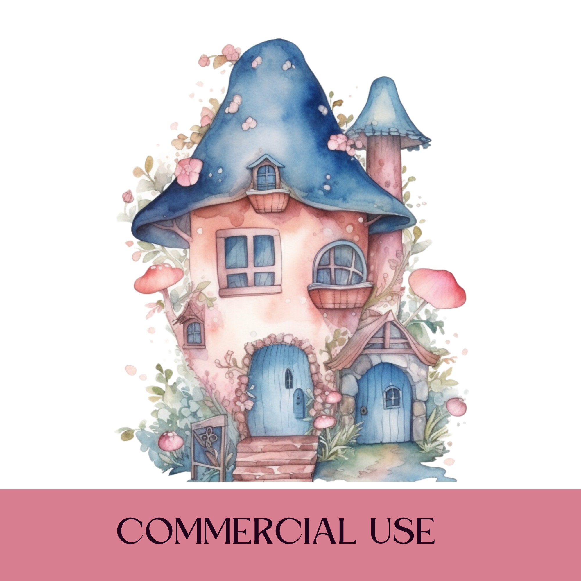 Cute Fairy House Clipart, Watercolor Pastel Flower Fairy House, PNG ...