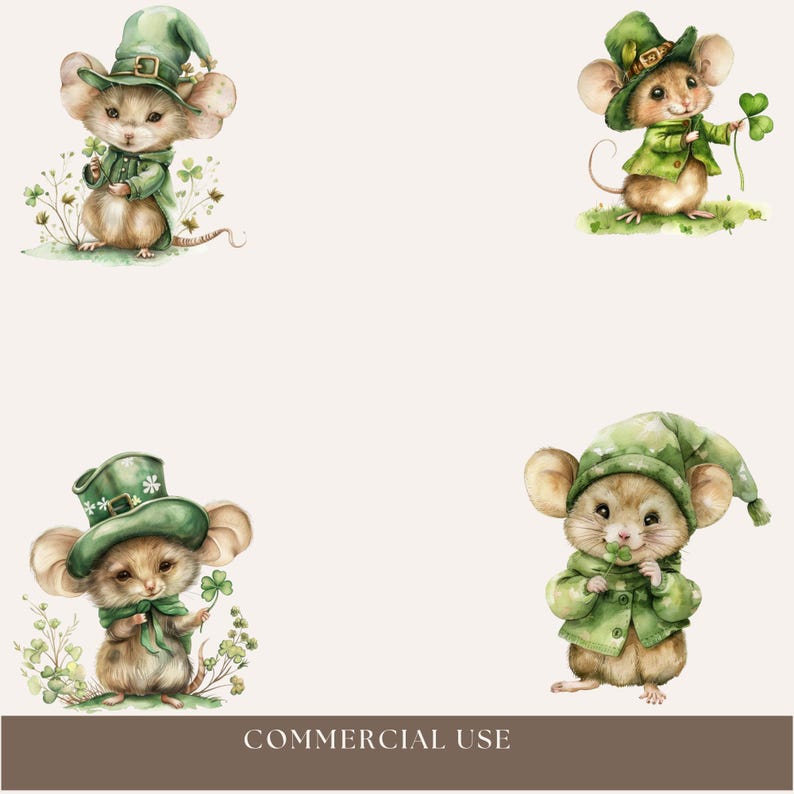Cute St. Patrick's Day Mouse, Watercolor Mouse Clipart, Transparent Png ...