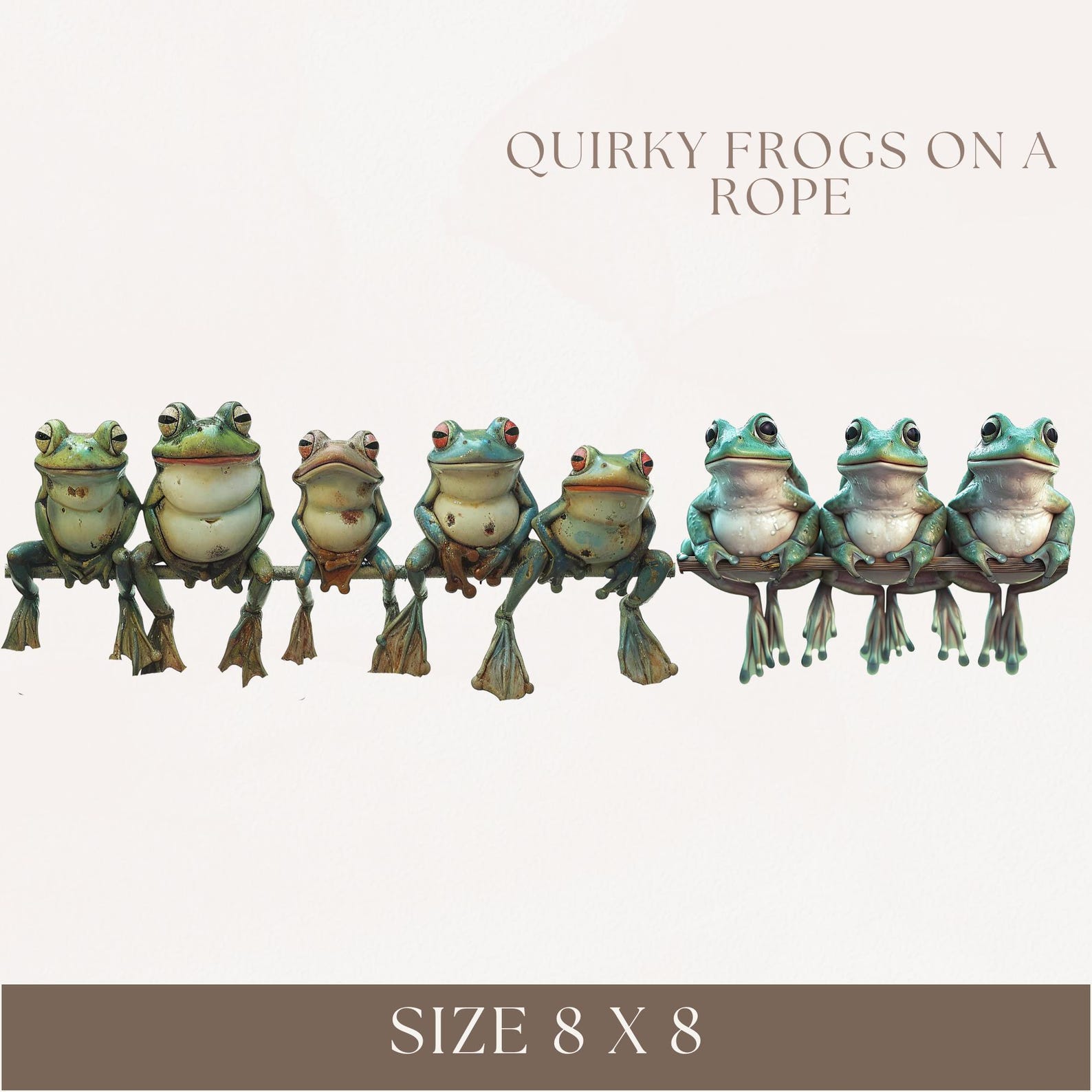 Whimsical Frog Clipart, Quirky Frogs, Frogs on A Rope Clip Art, Frog ...