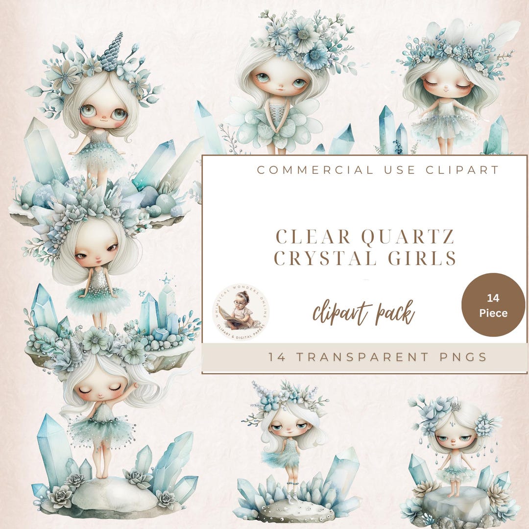 Crystal Clipart, Clear Quartz Crystal Girl, Crystal Fantasy Clipart ...