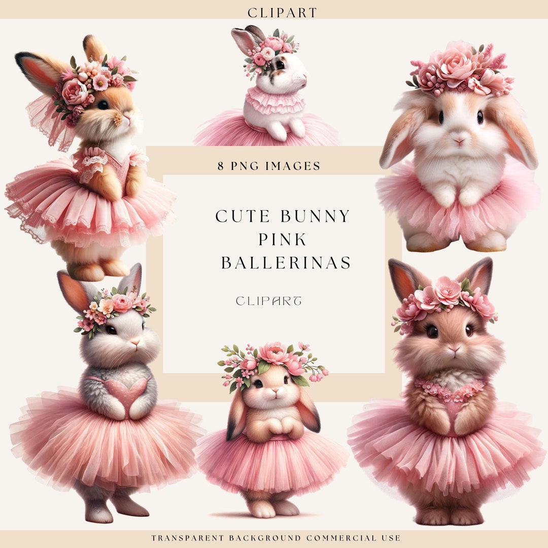 Ballerina Bunny Clipart, Cute Bunny, Cute Animal, Nursery Clipart ...