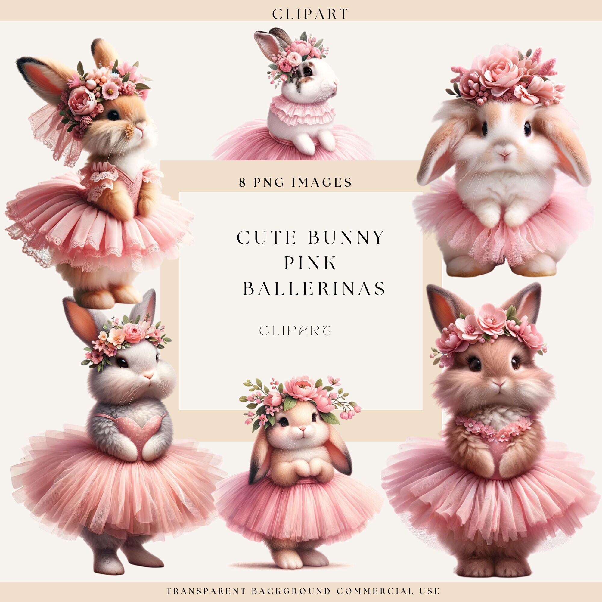 Ballerina Bunny Clipart, Cute Bunny, Cute Animal, Nursery Clipart ...