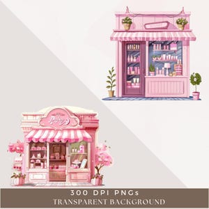 Watercolor Pink Boutique Shop, Shopfront Clip Art, Buildings Clipart ...