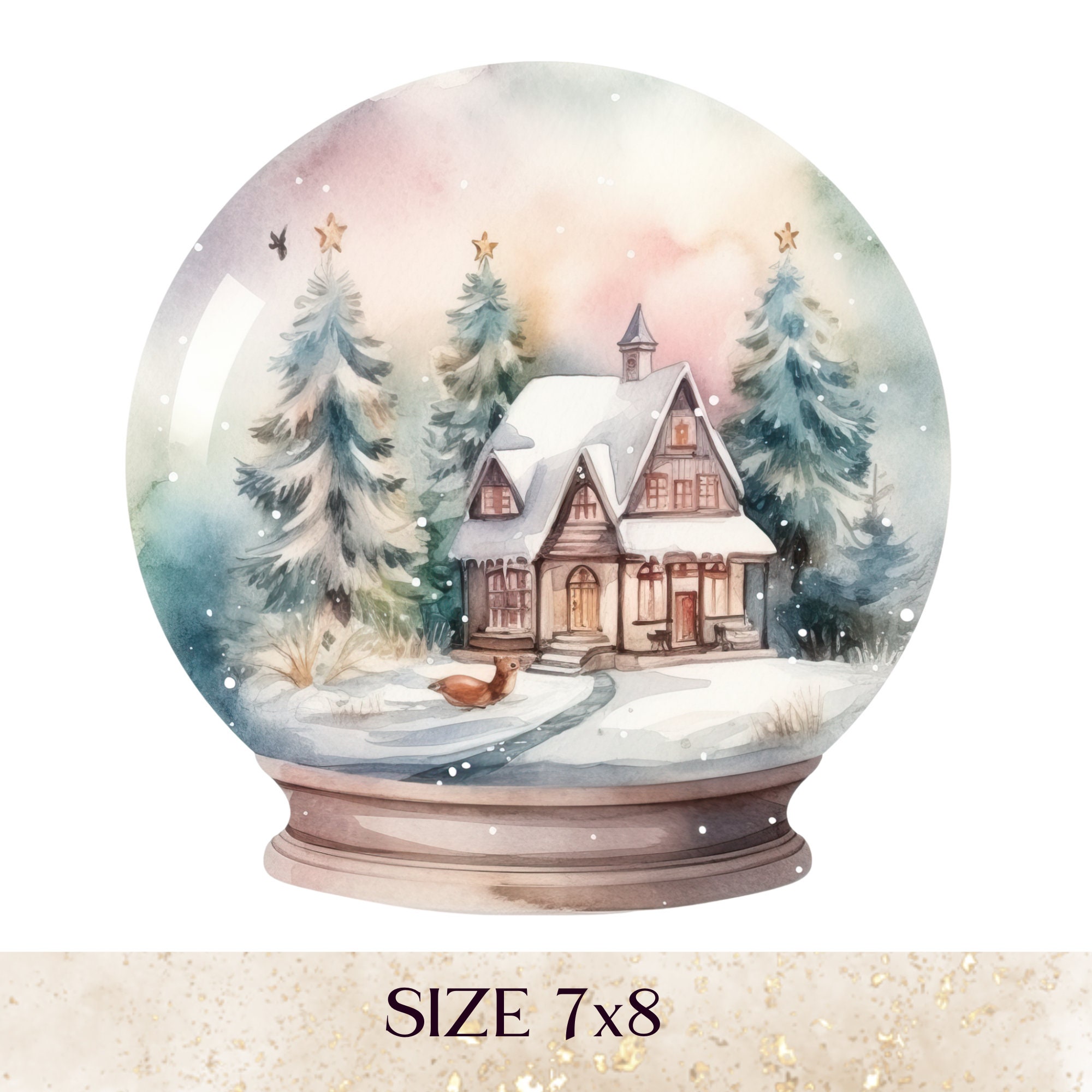 Christmas Snow Globe Clipart, Watercolor Christmas Clipart, Christmas ...