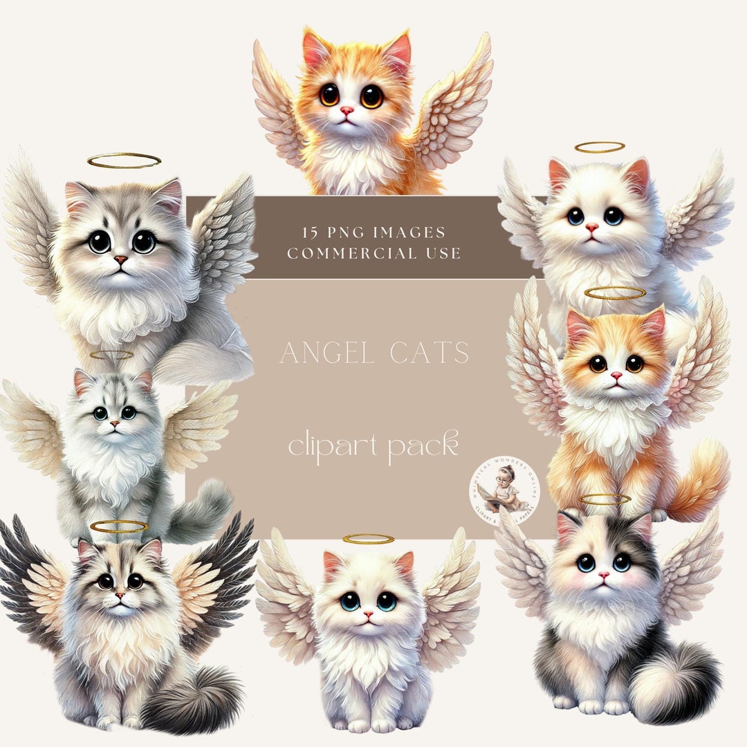 Cat Angel Clipart, Angel Cat Clipart, Cat Clipart, Pet Loss, Angel ...
