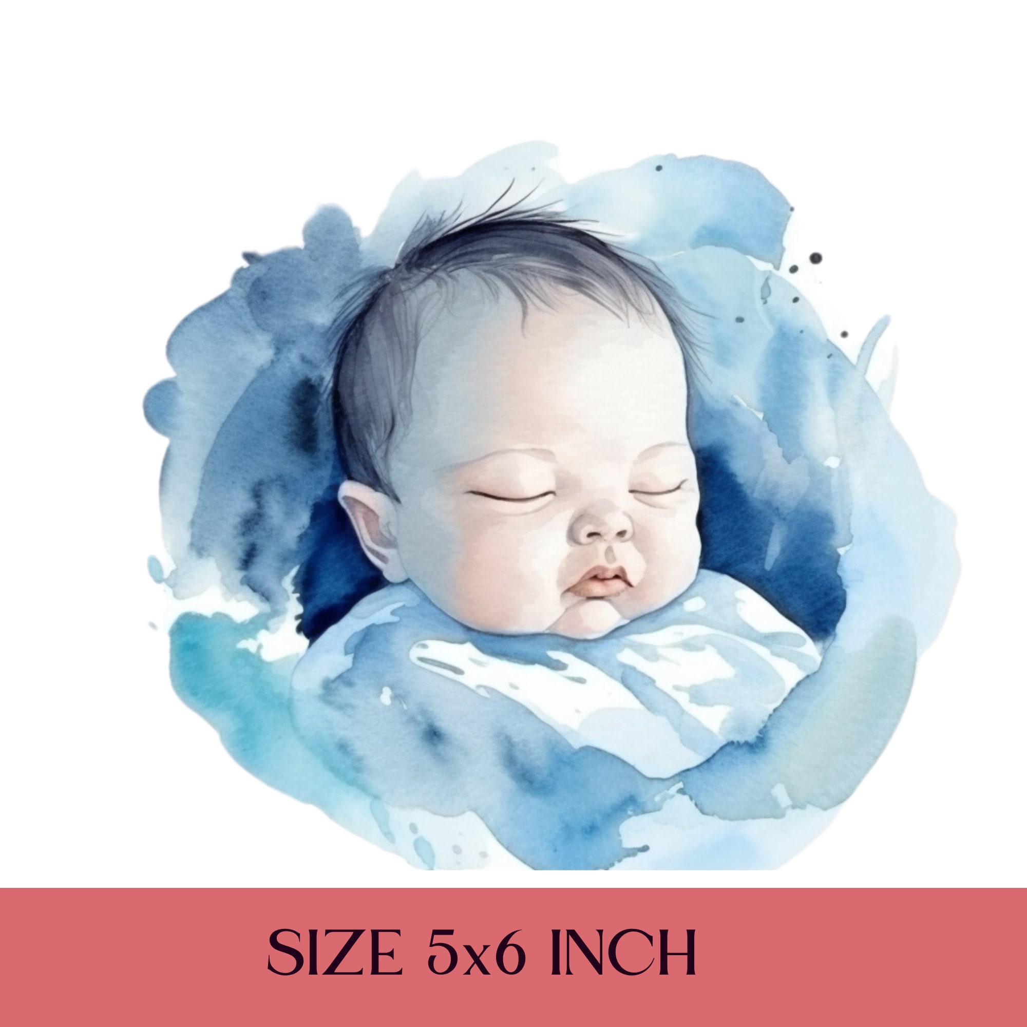 Watercolor Newborn Baby Boy Clipart Bundle, Newborn Clipart, Baby ...