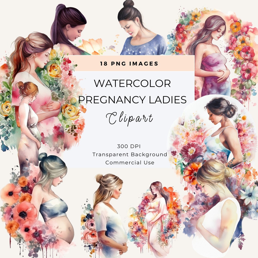 Watercolor Pregnant Women Clipart Watercolor Clipart Digital - Etsy