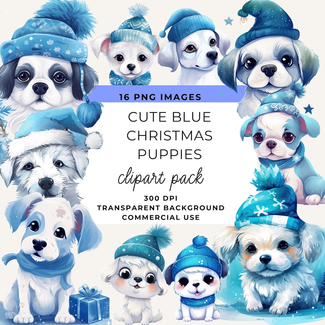 Cute Winter Dog Clipart, Christmas Clipart, Winter Wonderland Clipart ...