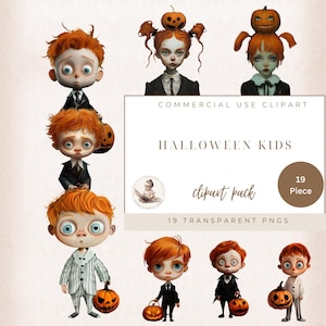 Halloween Kids Clip Art Clipart Pack, Transparent PNG, Quirky Halloween ...
