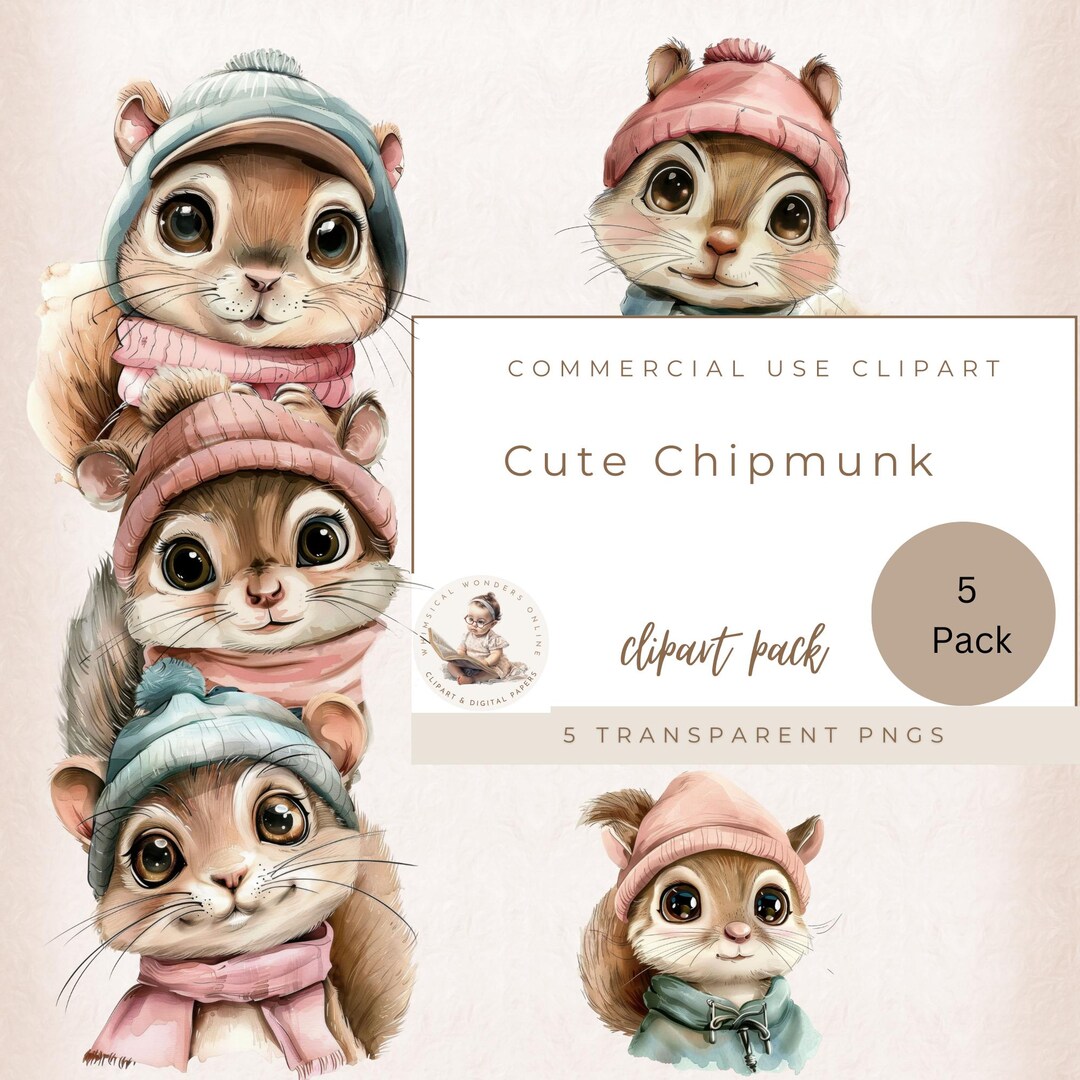 Cute Chipmunk Clipart, Watercolor Chipmunk, Chipmunk Sublimation ...