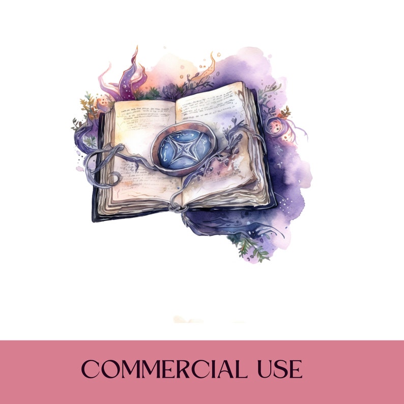 Mystical Spell Book Clipart Bundle Watercolor Spell Books - Etsy