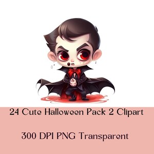 Halloween Cute Vampire Witches Skeleton Clipart Bundle of 24 ...