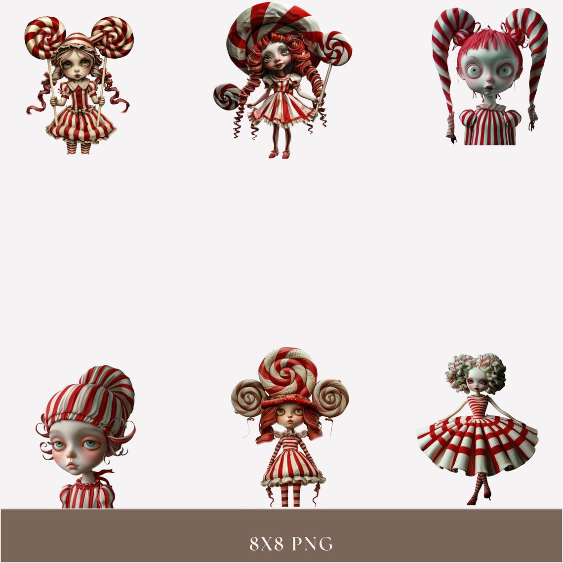 Whimsy Christmas Candy Cane Girls Clipart, Christmas Girls Clipart ...