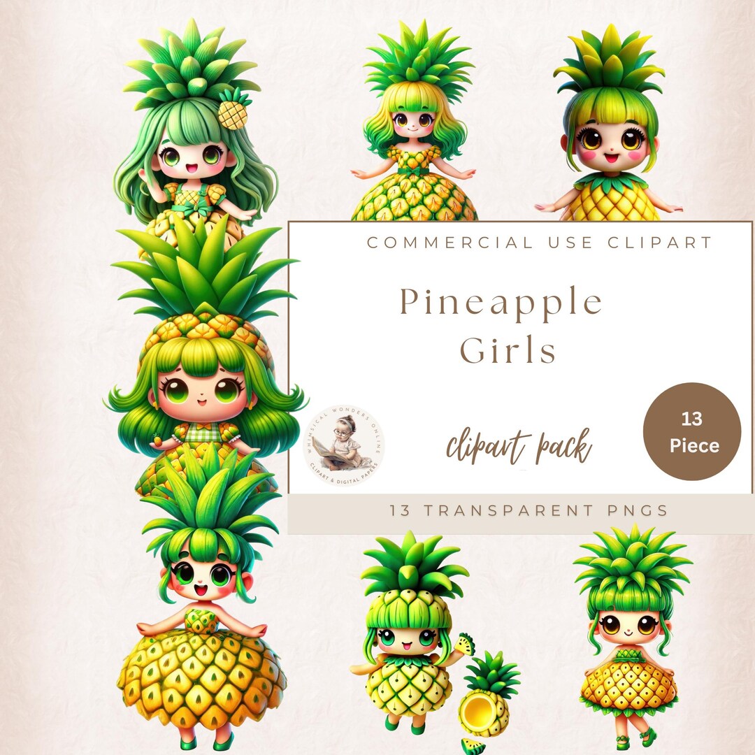 Pineapple Girl, Tropical Clipart, Girl Pineapple, Hawaii Clipart ...