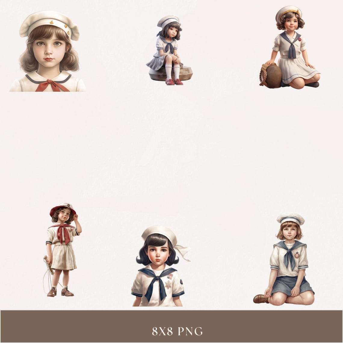 Cute Sailor Girls Clipart, Nautical Clipart, Little Sailor Clipart ...