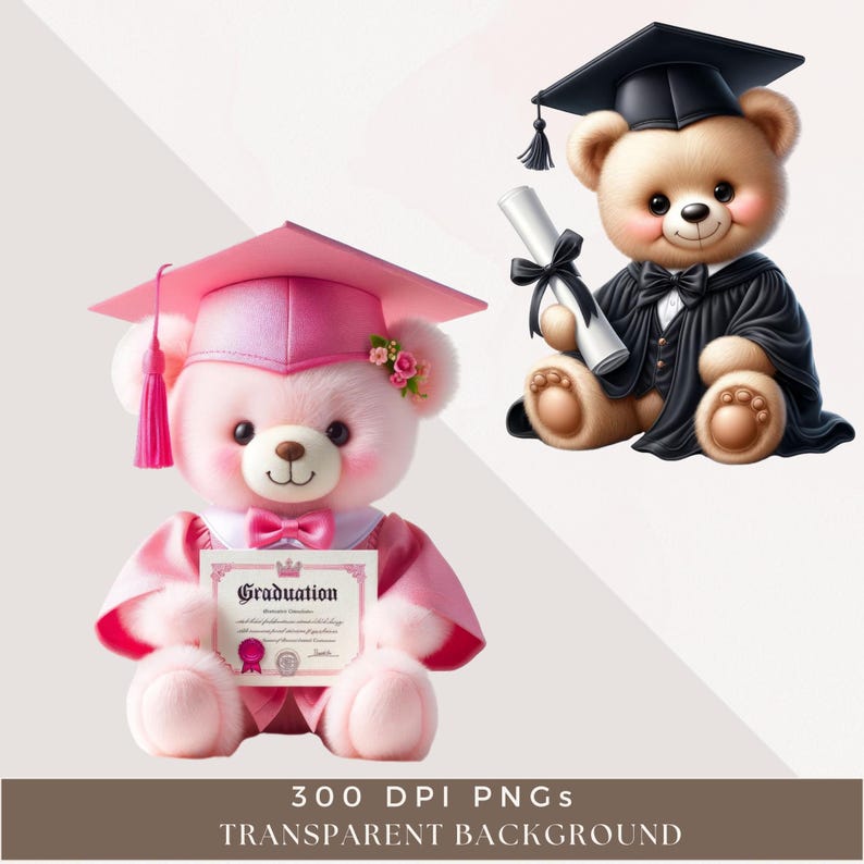 Cute Graduation Teddy Bears Clipart, Graduation Clipart, Grad Bear ...