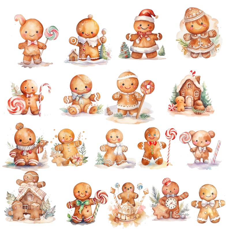 Gingerbread Man Clipart, Christmas Clipart, Gingerbread House Clipart ...