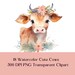 Cute Cow Clipart, Digital Download, Watercolor Clipart, Animal Clipart ...