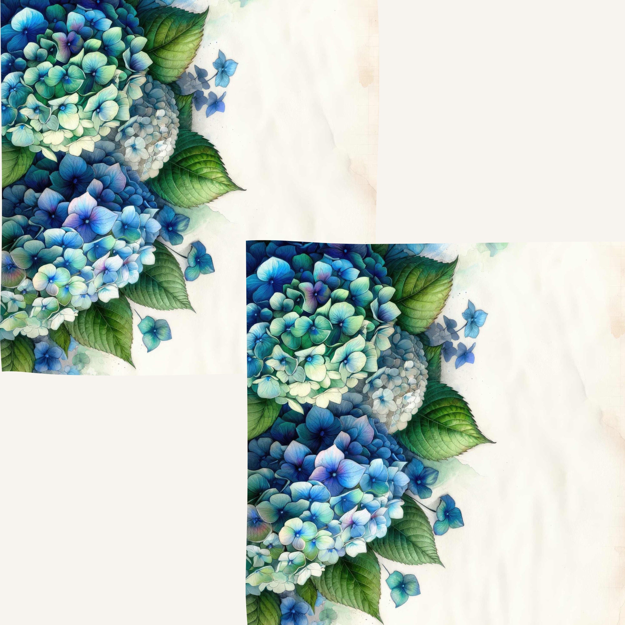 Hydrangea Digital Papers, Printable Background Papers for Decoupage ...