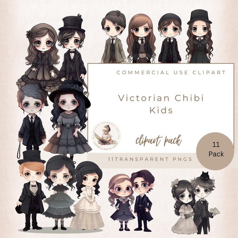 Victorian Chibi Kids, Victorian Kids, Chibi Kids, Chibi Clipart ...