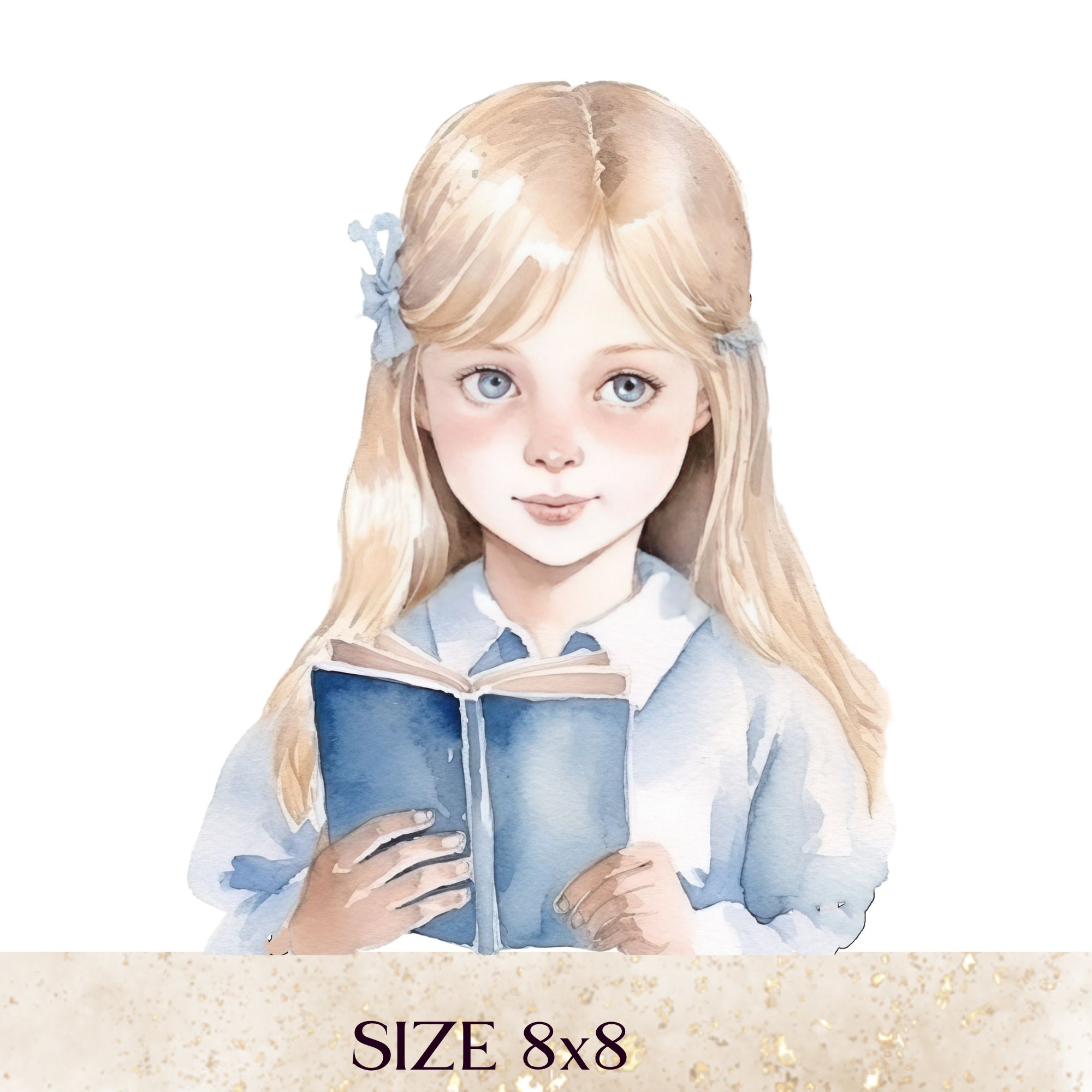Church Girls Bible Vibes Reading Girl Watercolor Clipart - Etsy