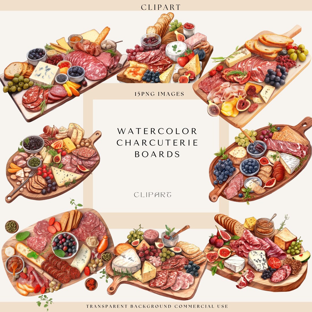 Charcuterie Boards, Charcuterie Food Clipart, Clipart Bundle, Digital ...