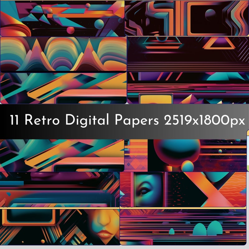 Retro Digital Papers - Etsy
