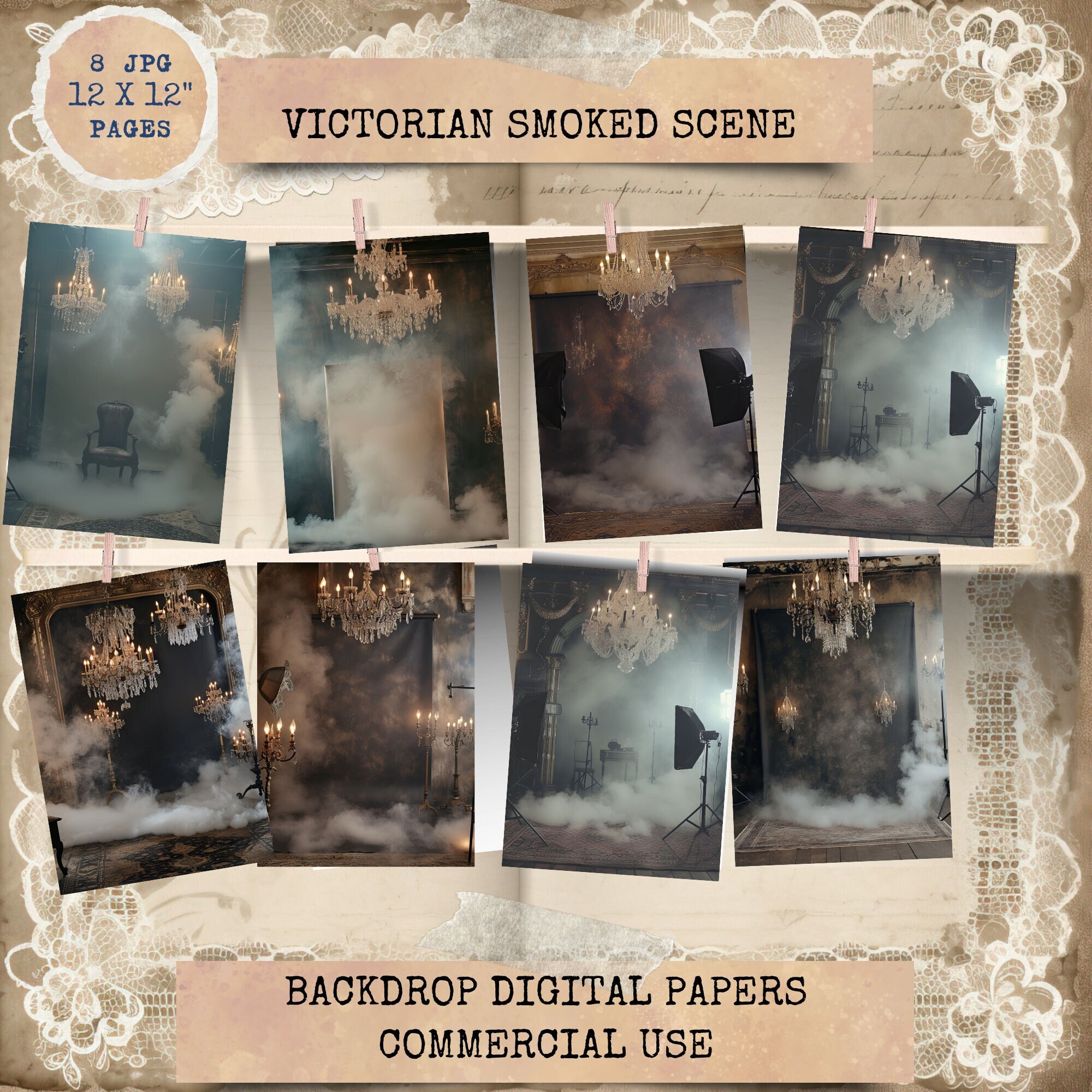 Victorian Smoked Scene Digital Backdrops, Smoke Background, Maternity ...