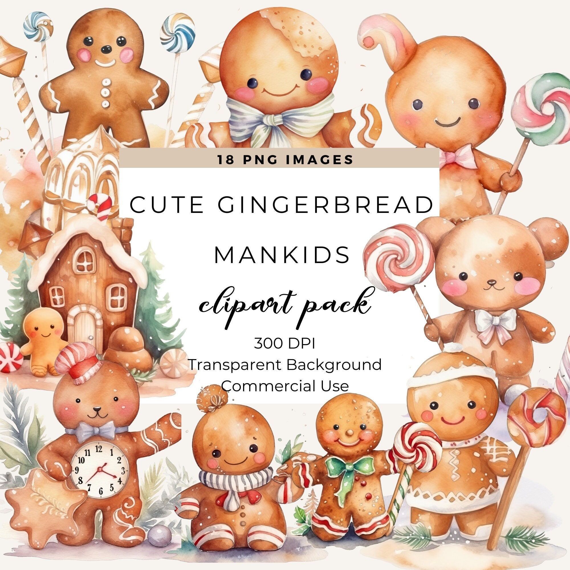 Gingerbread Man Clipart, Christmas Clipart, Gingerbread House Clipart ...