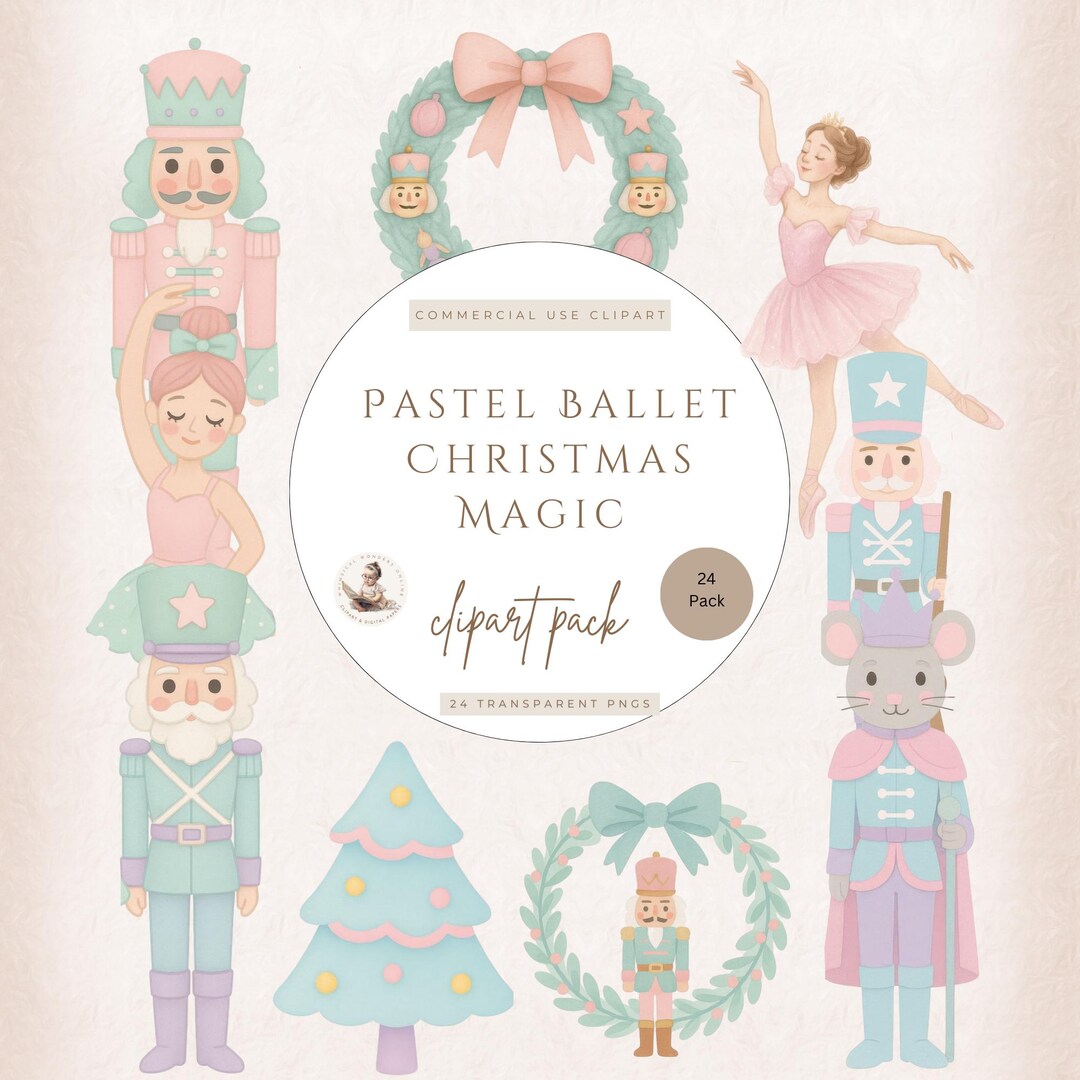 Pastel Nutcracker Christmas Clipart Set, Sugar Plum Fairy, Ballerina ...