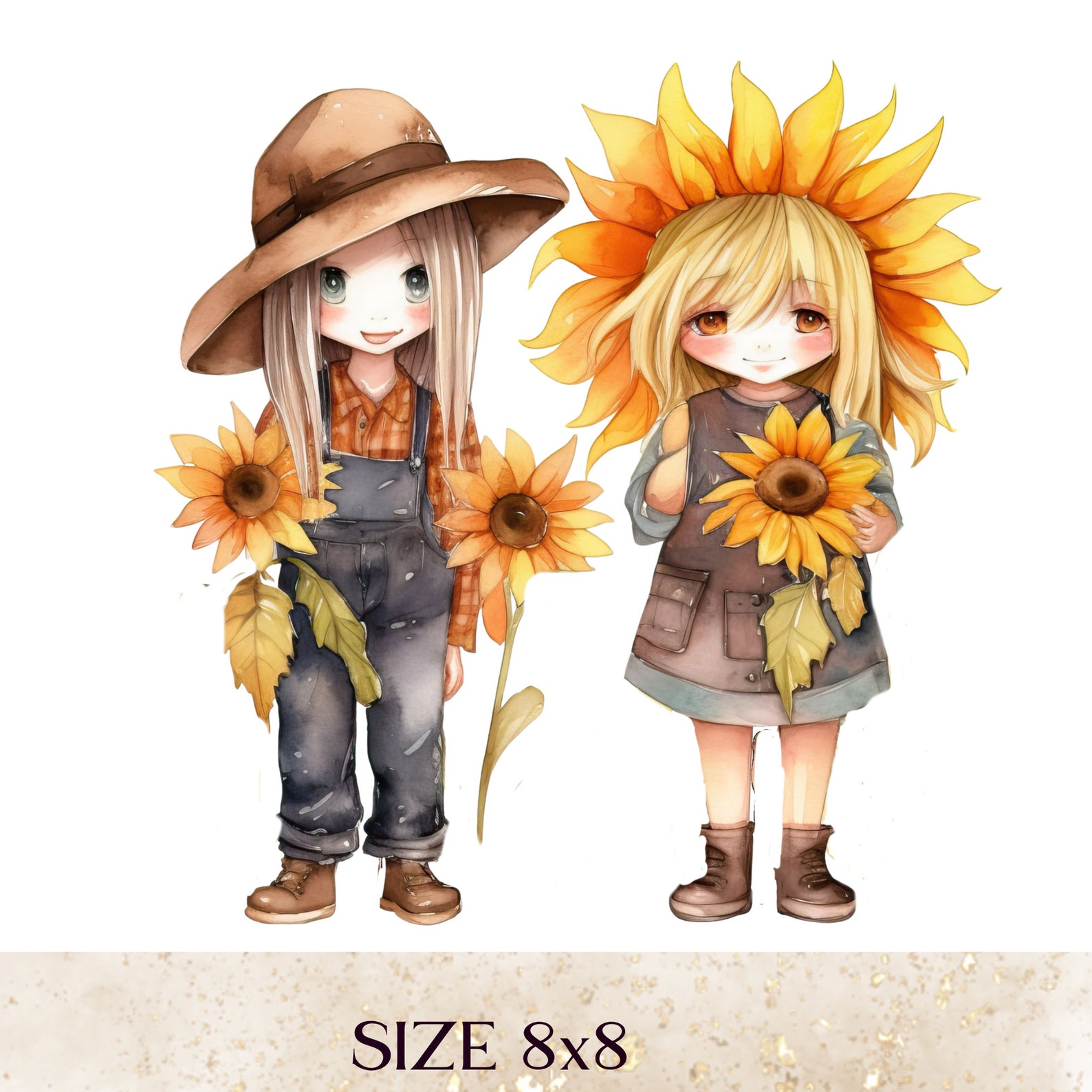Sunflower Kids Clipart, Sunflower Clipart, Children Clipart, Sunflower ...
