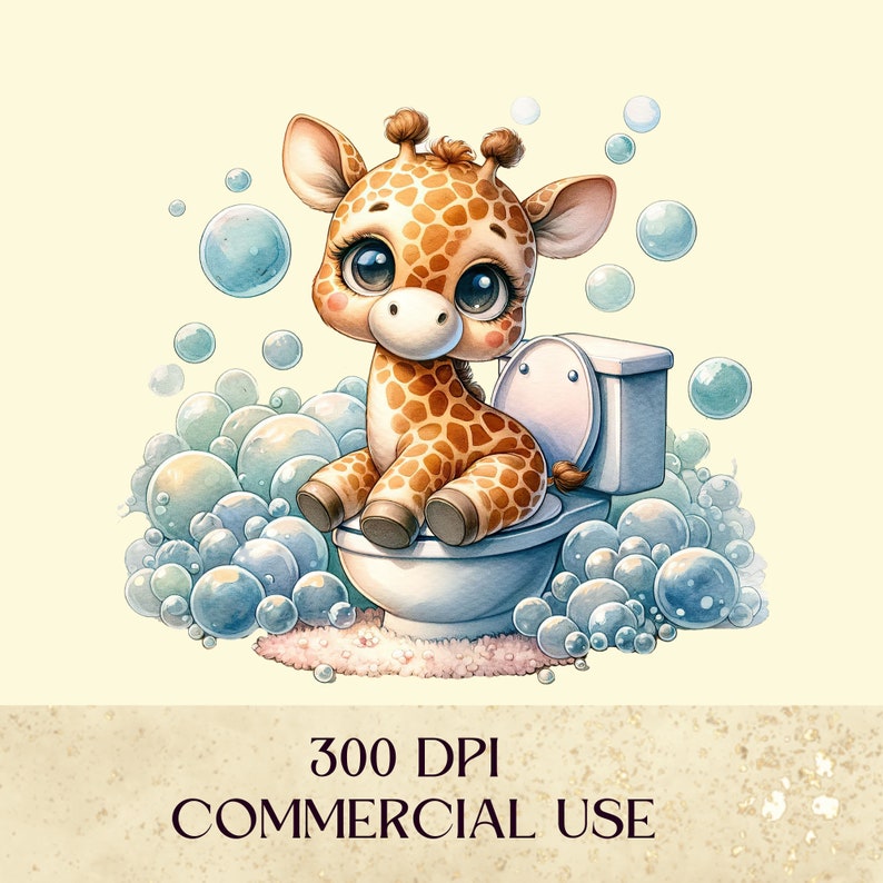 Cute Giraffe Clipart Bundle, Baby Giraffe PNG, Giraffe & Bubbles ...