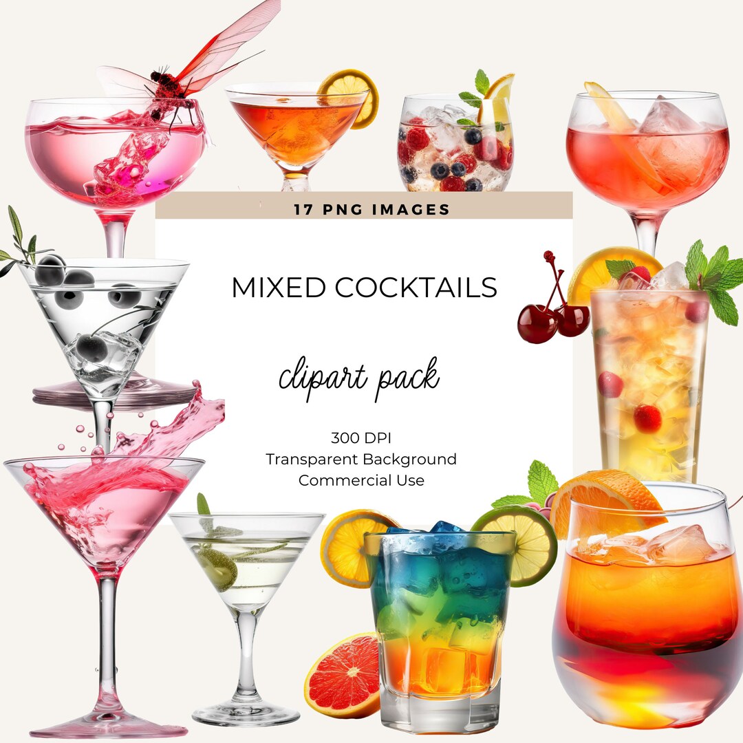 Cocktail Drinks Clipart Commercial Use Cocktail PNG Digital - Etsy