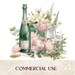 Watercolor Champagne Clipart Flowers Glasses and Bottles - Etsy