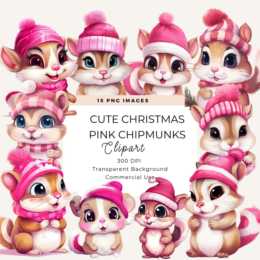 Chipmunk Clipart Pink Christmas Chipmunk Wall Art Chipmunk - Etsy