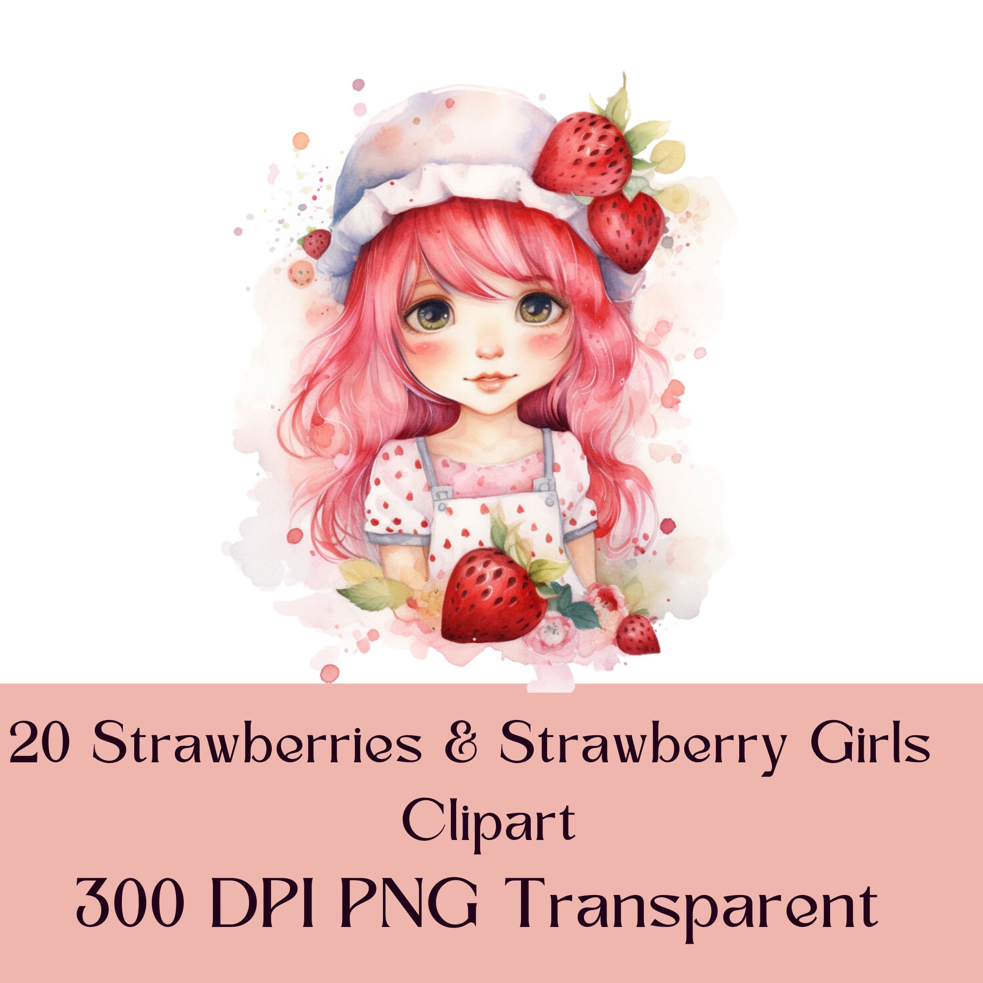 Strawberries Clipart Pack Cute Strawberry Clip Art - Etsy