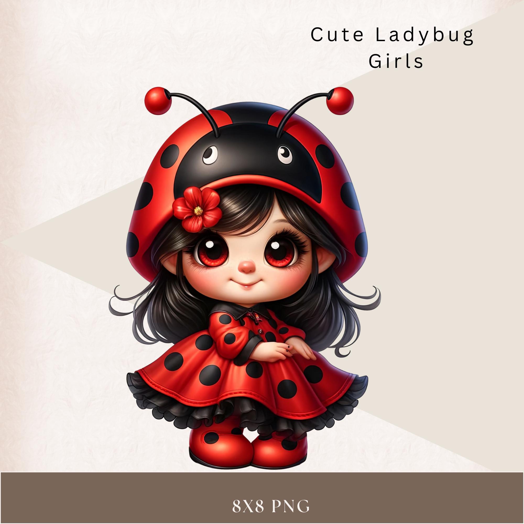 Ladybug Girl Clipart, Ladybug Clip Art, Love Bug Clipart, Cute Girl ...