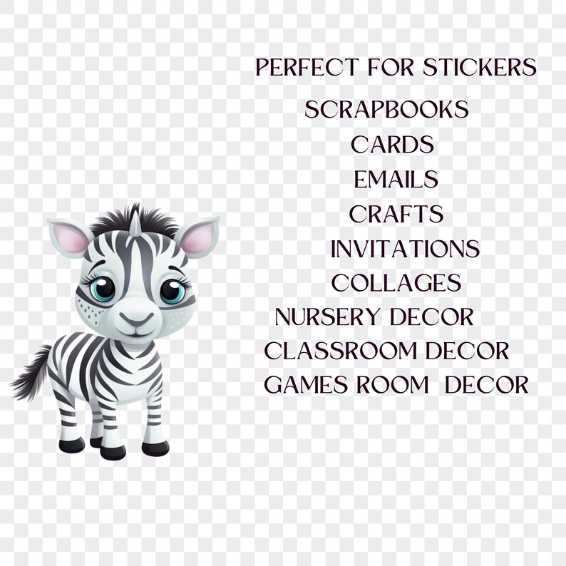 Zebra Clipart Jungle Clip Art Cute Baby Zebra Watercolor - Etsy