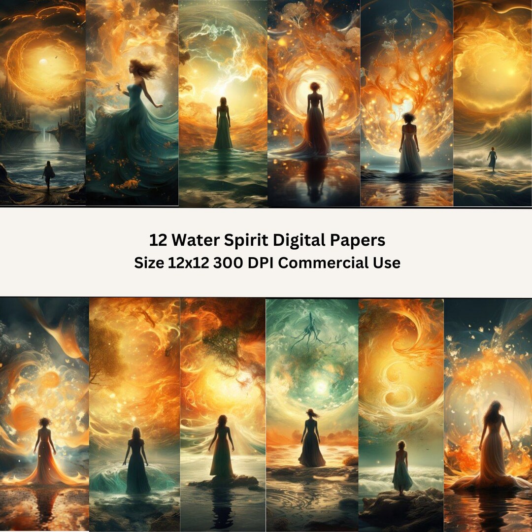 Water Spirit Digital Papers, Greek Mythology Papers, Water Digital ...