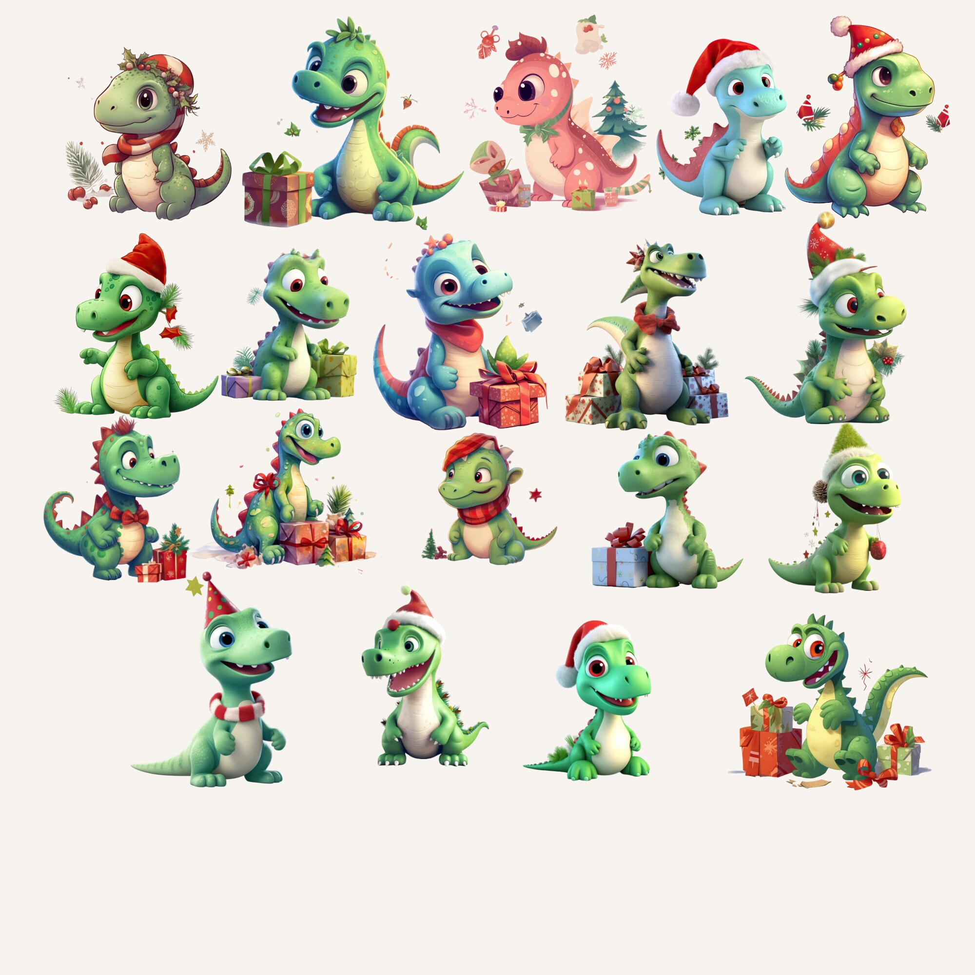Cute Christmas Dinosaur Clipart, Dinosaur PNG, Festive Clipart ...