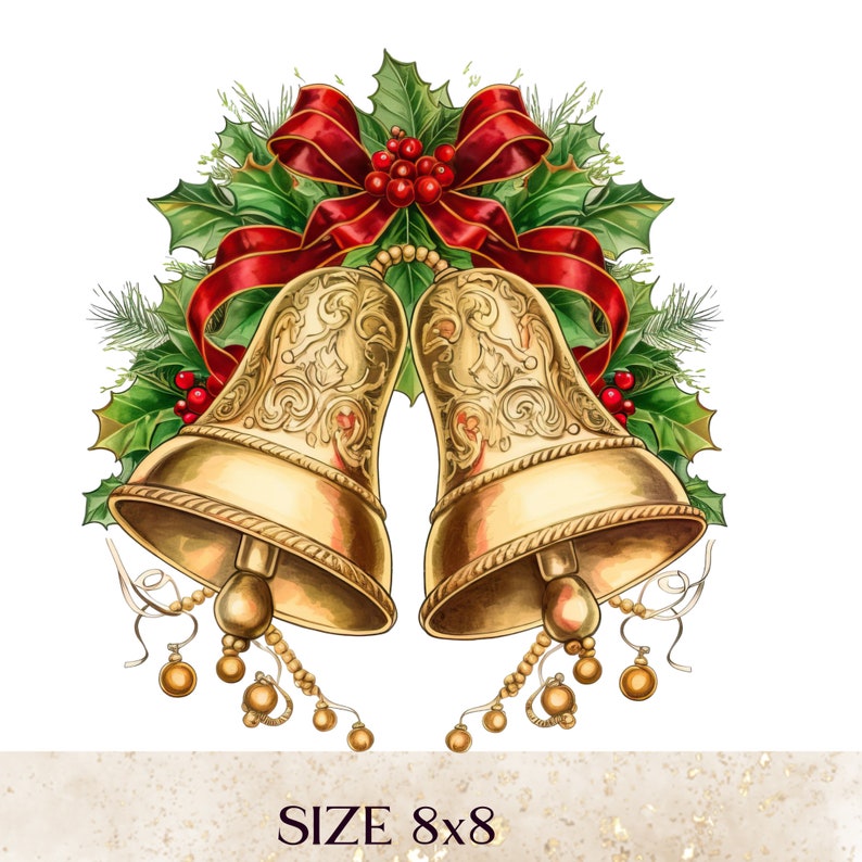 Bell Clip Art, Christmas Clipart, Vintage Holiday Printable, Commercial ...