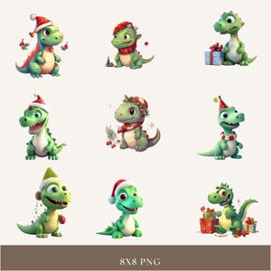 Cute Christmas Dinosaur Clipart, Christmas Clipart, Festive Clipart ...