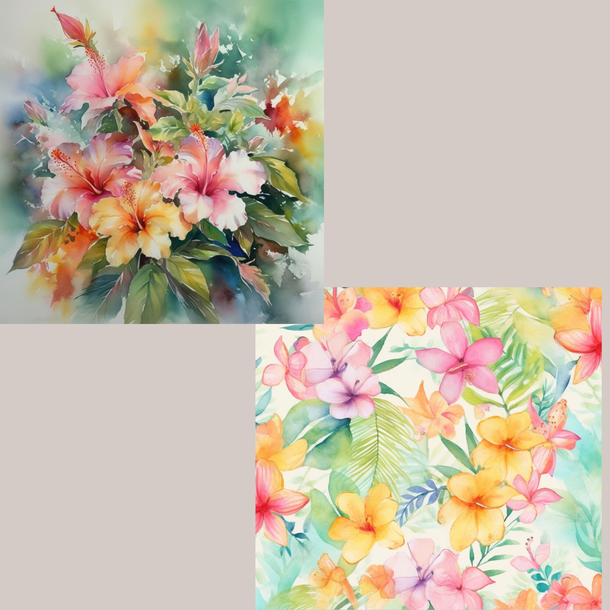 Hawaiian Pastel Tropical Digital Paper, Scrapbook Paper, Digital ...