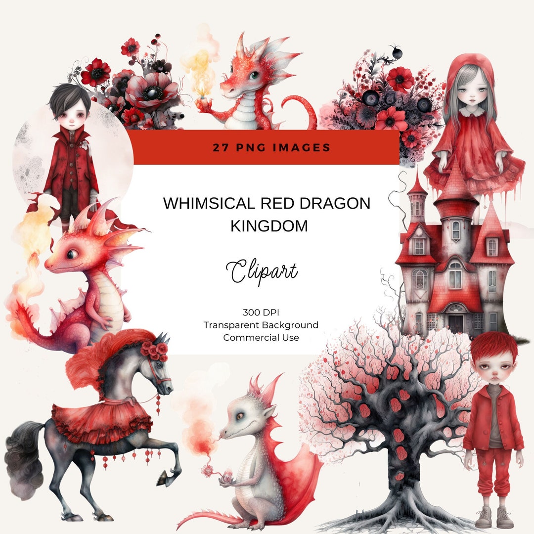Dragon Clipart, Whimsical Clipart, Fantasy Clipart, Clipart Bundle ...