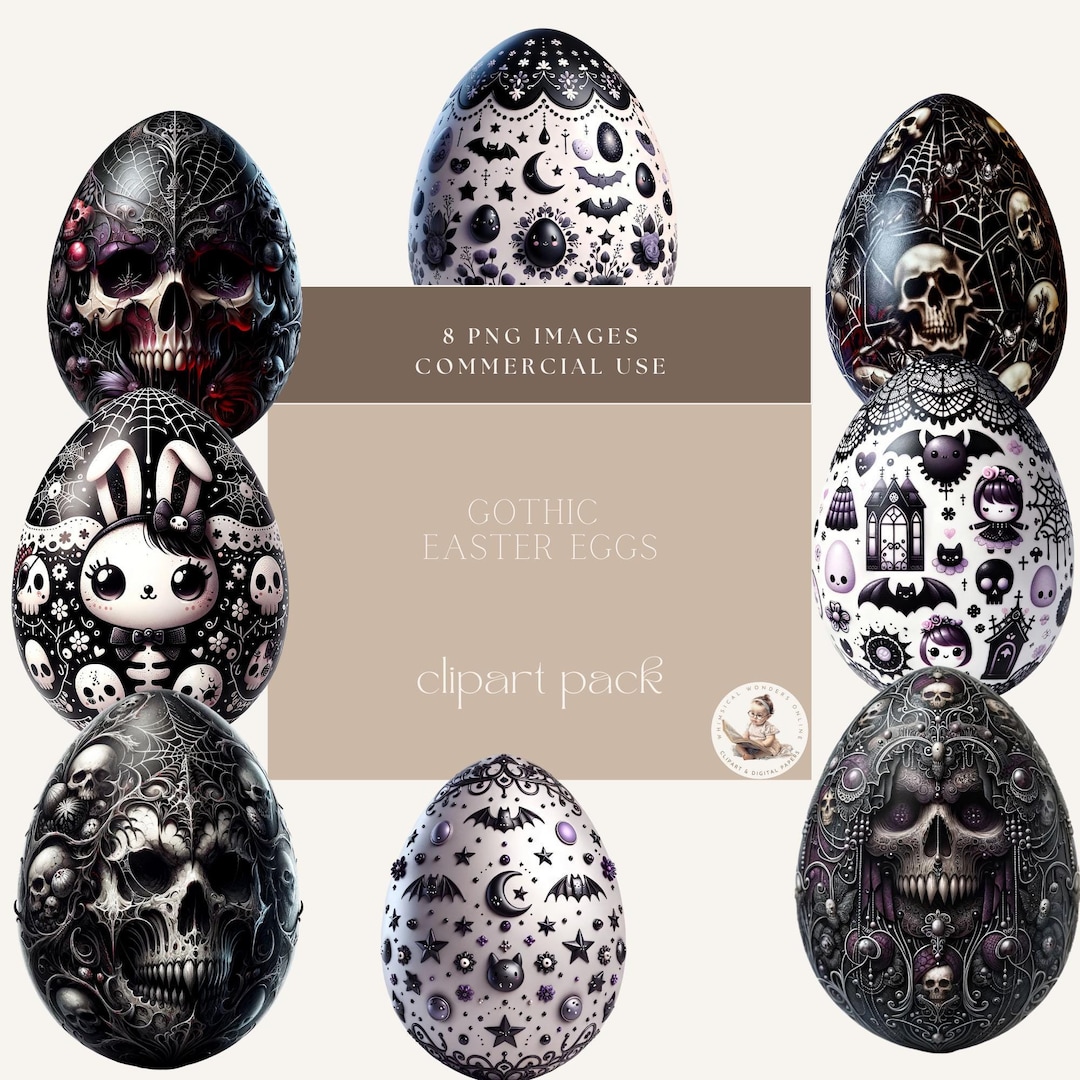 Gothic Eggs, Easter Egg Clipart Gothic Skull Eggs, Halloween Clipart ...