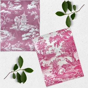 Pink Chinoiserie, Chinoiserie Paper, Asian Digital Paper, French Toile ...