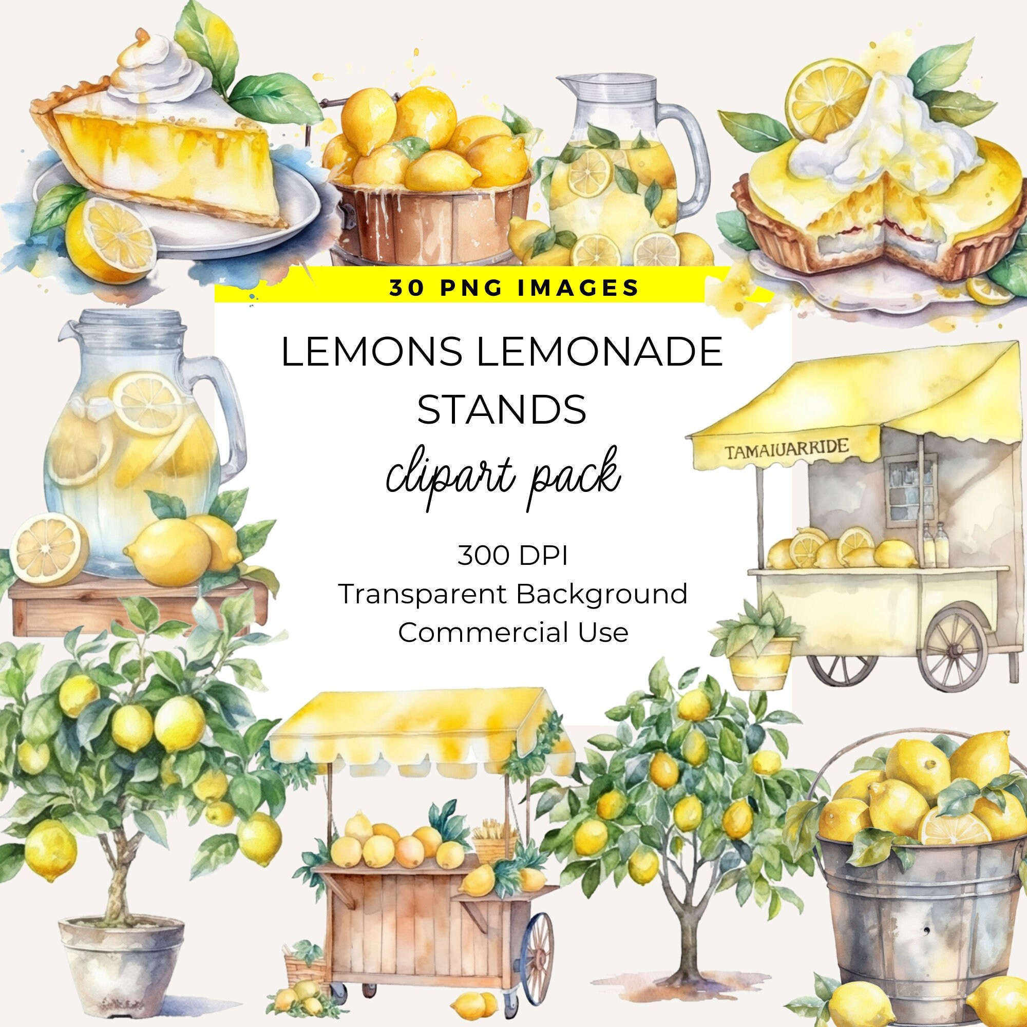 Lemon Clipart Summer Clipart Digital Art Watercolor - Etsy