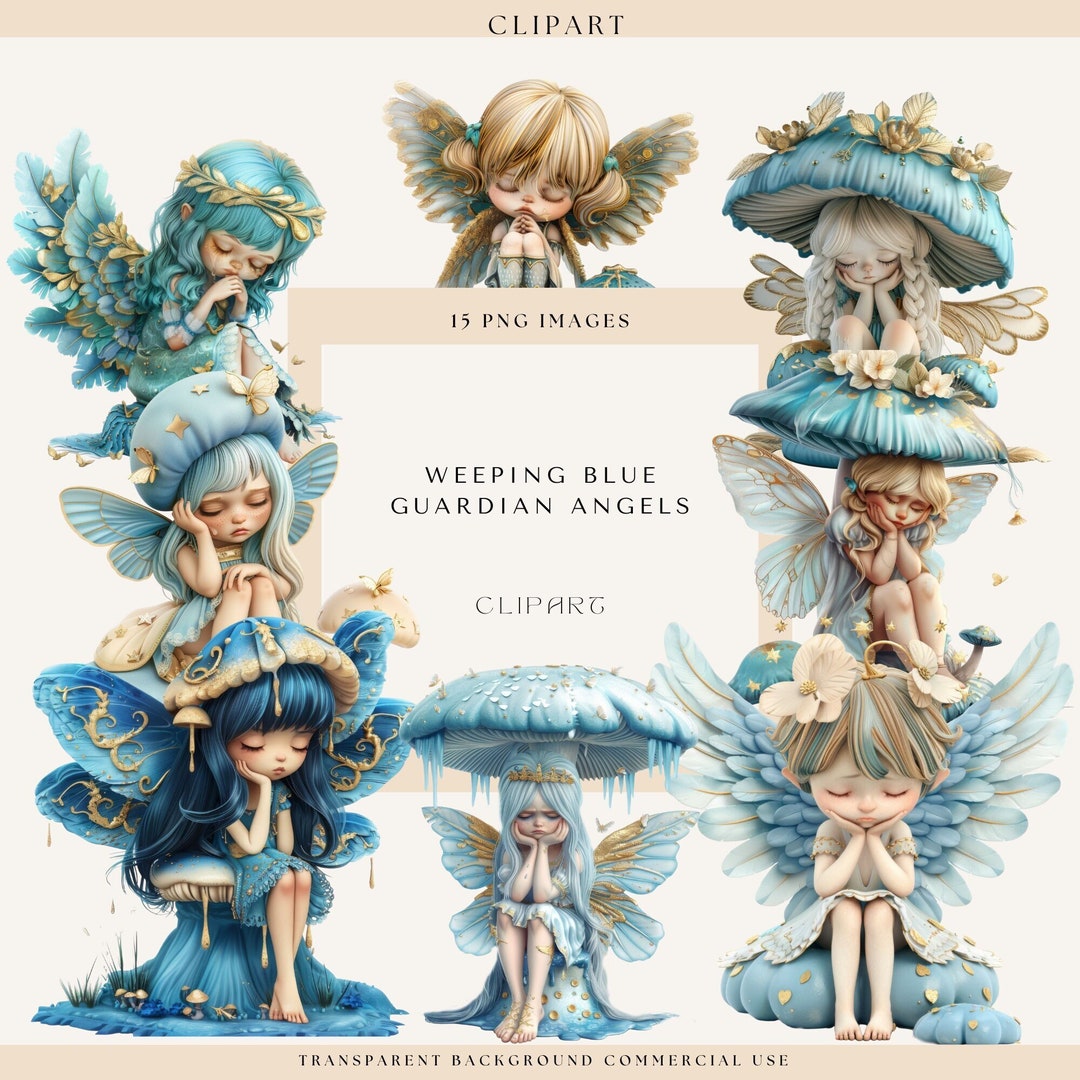 Weeping Blue Guardian Angels, Cute Angel Clipart, Christian Clipart ...